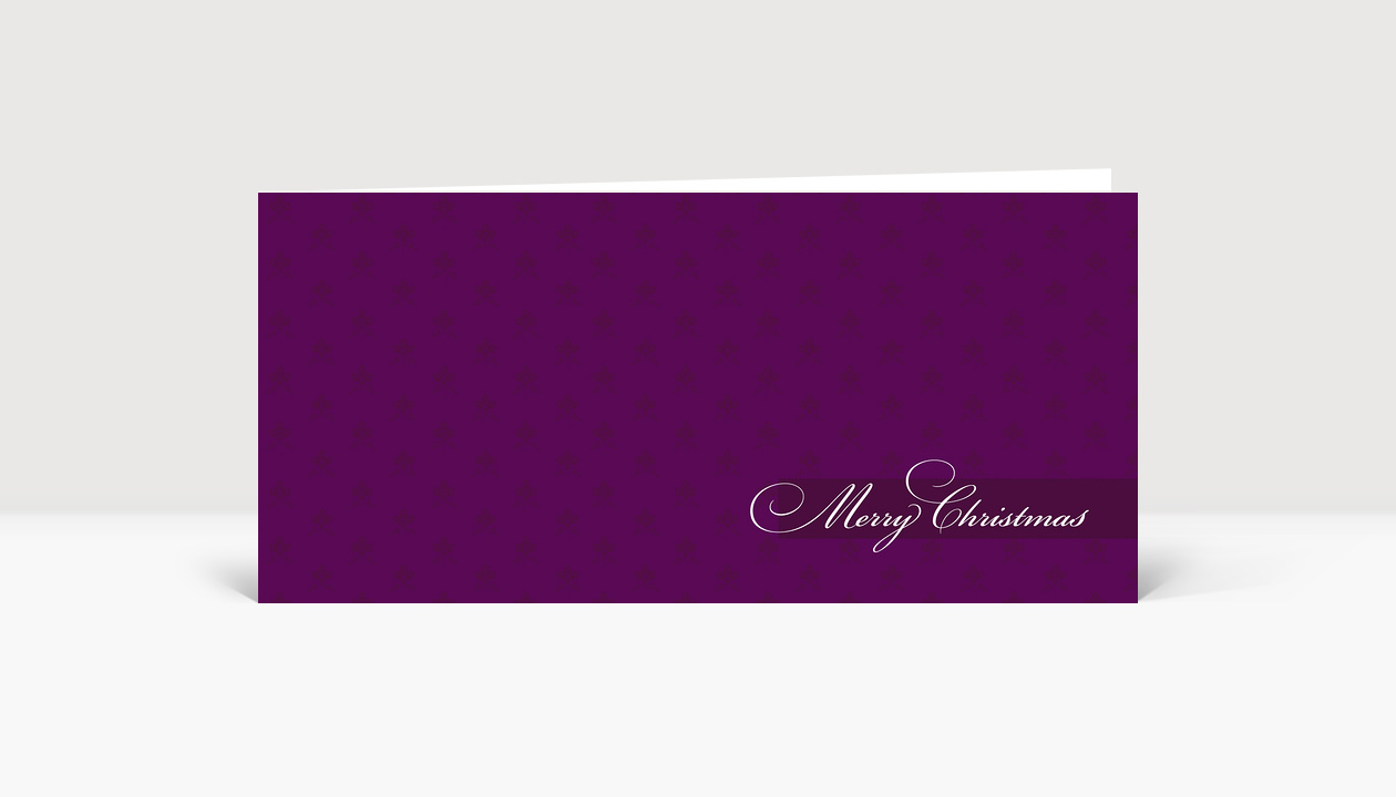 Weihnachtskarte "Merry Christmas auf violetter Karte mit ...